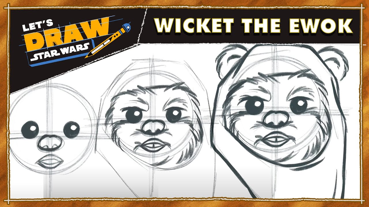 Let's Draw Star Wars: How to Draw Wicket the Ewok - Fantha Tracks