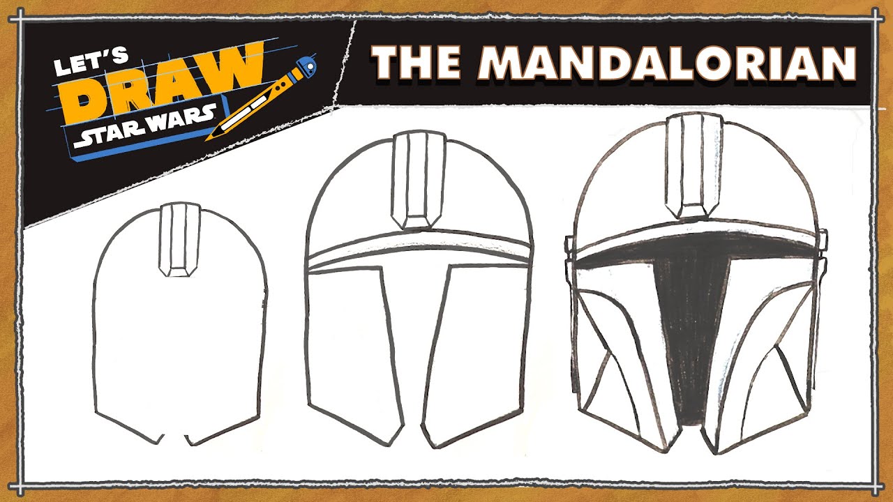 Let s Draw Star Wars How To Draw A Mandalorian Helmet Fantha Tracks Let s Draw Star Wars How To Draw A Mandalorian Helmet Fantha Tracks