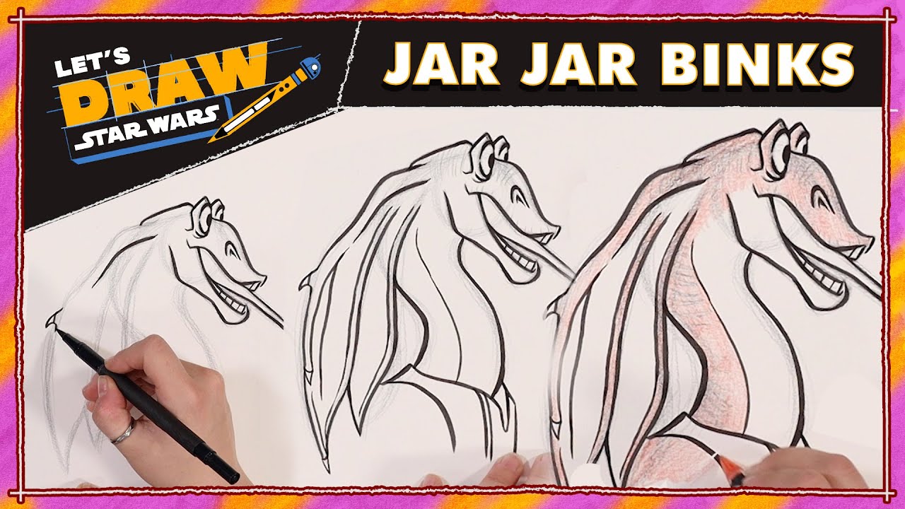 Let's Draw Star Wars: How to draw Jar Jar Binks - Fantha Tracks | Daily ...