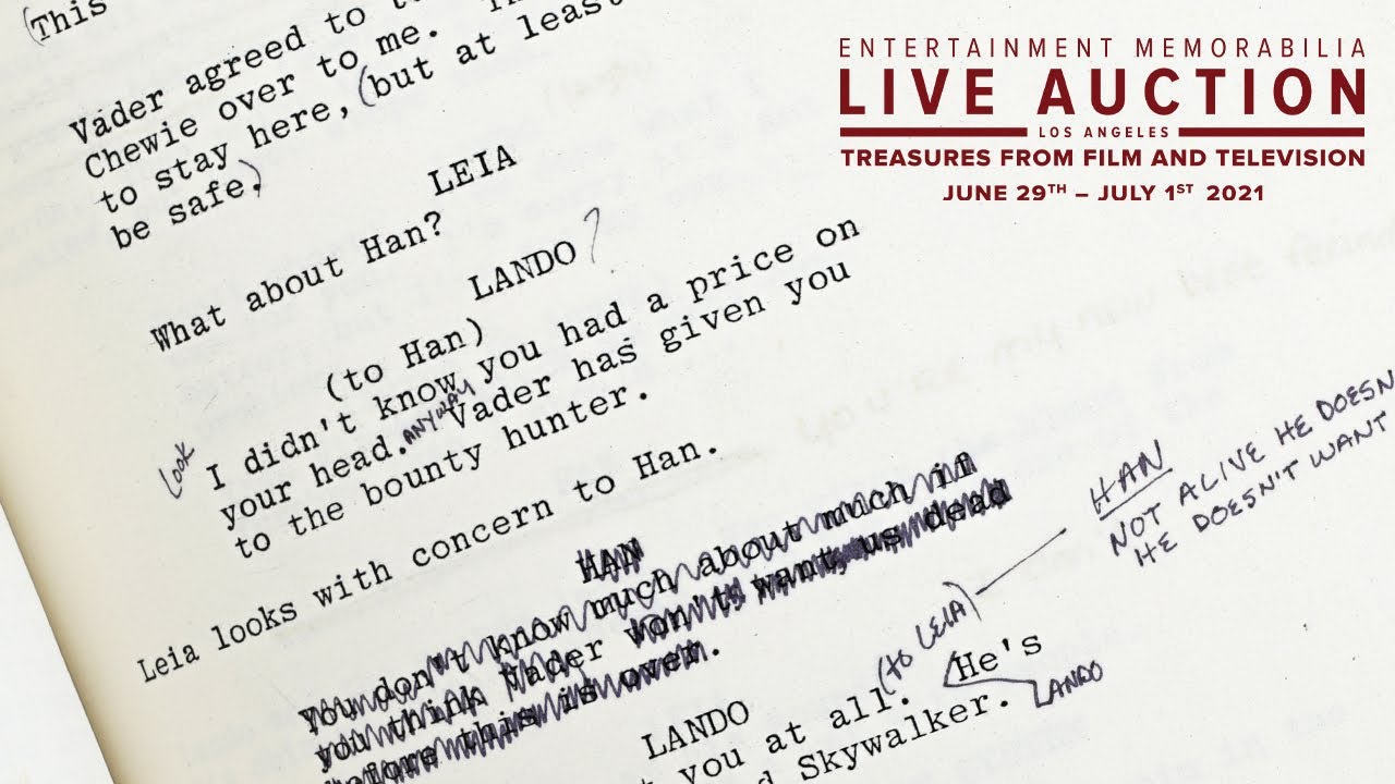 Prop Store: Carrie Fisher's annotated The Empire Strikes Back script ...