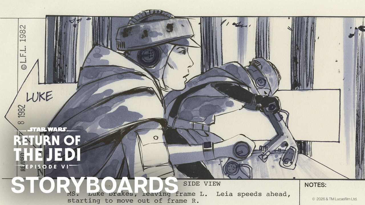 Return of the Jedi: Luke and Leia Endor Speeder Chase storyboards ...